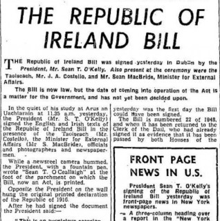 The Republic of Ireland Act 1948 Signed Into Law | seamus dubhghaill